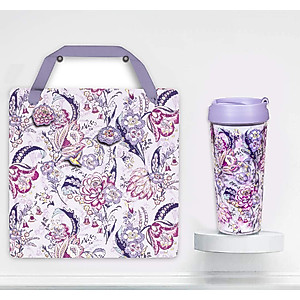 Vera Bradley Hanging Pink Floral Magnetic Memo Board with 3 Shaped Magnets for Home/Office/Dorm/Kitchen, Hummingbird Park