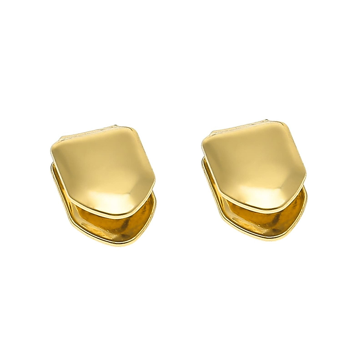 COLORFUL BLING 8 Tooth Grill Gold Silver,Hip Pop Teeth Dental Drill,8 Top 6 Bottom Set,2 Piece 14K Plated Gold Grill Mouth Teeth Punk Dental Accessories-2 pcs Gold