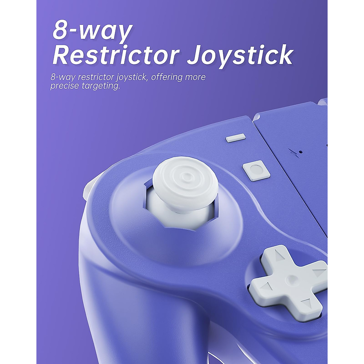 miknok DOYOKY Joypad Controller for Switch/Switch OLED, Retro Gamecube Style Wireless Replacement, Switch Controllers with Replaceable Thumbsticks/Map Button/Turbo/6-Axis Gyro/Vibration(Purple)