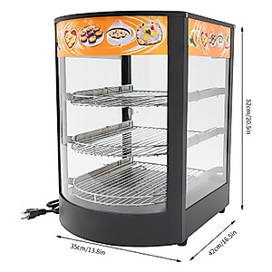 JAYGOVAN 3 Tiers Commercial Food Warmer Display, 800W Electric Countertop Food Pizza Warmer with 3 Removable Trays & Led Lighting Food Warmer Display Pretzel Warmer for Pizza, Fried Chicken