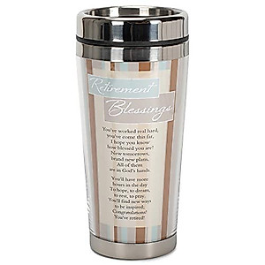 Dicksons Retirement Blessings Brown Stripes 16 Oz. Stainless Steel Insulated Travel Mug with Lid