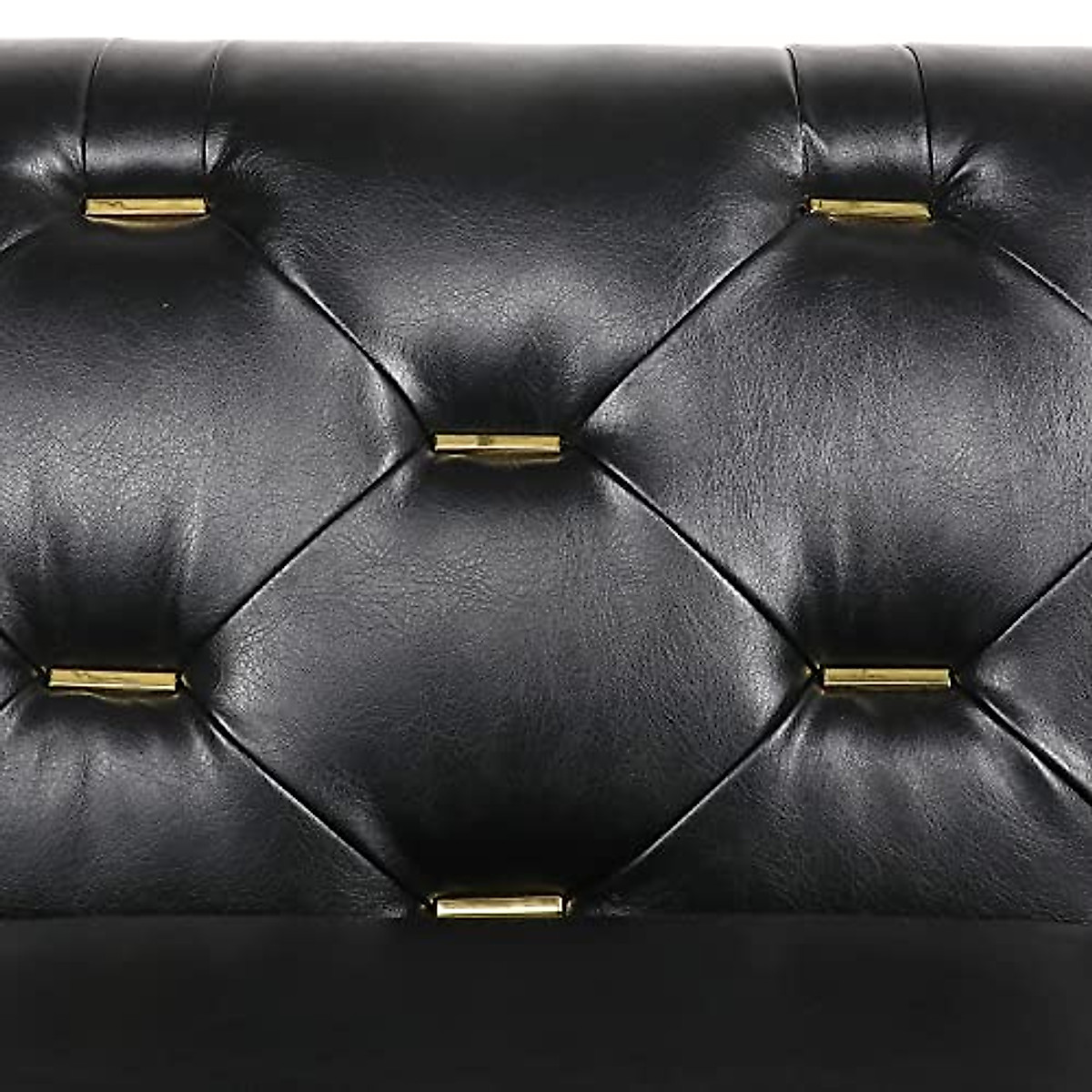QHITTY Chesterfield Sofa, 84'' Modern 3 Seater Accent Leather Couch with Square Arms and Metal Tufted Button, Metal Legs for Living Room, Office, Bedroom (Black)