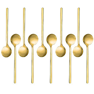 Espresso spoons 18/10 Stainless Steel 10 Piece Vogue Mini Teaspoons Set for Coffee Sugar Dessert Cake Ice Cream Soup Antipasto Cappuccino 5 Inch Frosted Handle