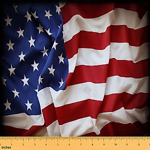 American Flag Fabric by The Yard, Geometric Stripe Indoor Outdoor Fabric, Pride Patriotic Stars Quilting Fabric for Upholstery and Home Accents, American Native Decorative Fabric, 1 Yard, Colorful