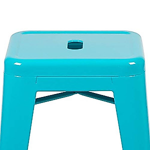 Flash Furniture 24" High Metal Counter-Height, Indoor Bar Stool in Teal - Stackable, Pack of 4