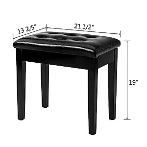 Bonnlo Padded Wooden Piano Bench with Music Storage Keyboard Stool Artist Benches Stool Tufted Seat,Black