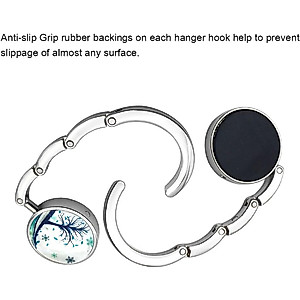 FOME Handbag Hanger, Set of 3 Foldable Purse Hook Purse Table Hook Holder Flower and Tree Pattern Bag Hanger Hook 3.54x1.77in Mixed Color