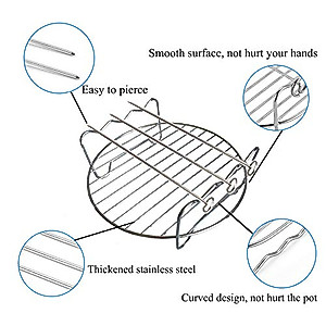 Air Fryer Rack Air Fryer Accessories 6'' Set of 3 Multipurpose Double Layer Rack with Skewer Round Cooking Rack Toast Rack Fits Most 2.5QT or Above Air Fryer