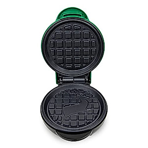 Nostalgia MyMini Personal Electric Reindeer Waffle Maker, 5-Inch Cooking Surface, Waffle Iron for Hash Browns, French Toast, Grilled Cheese, Quesadilla, Brownies, Cookies, Green