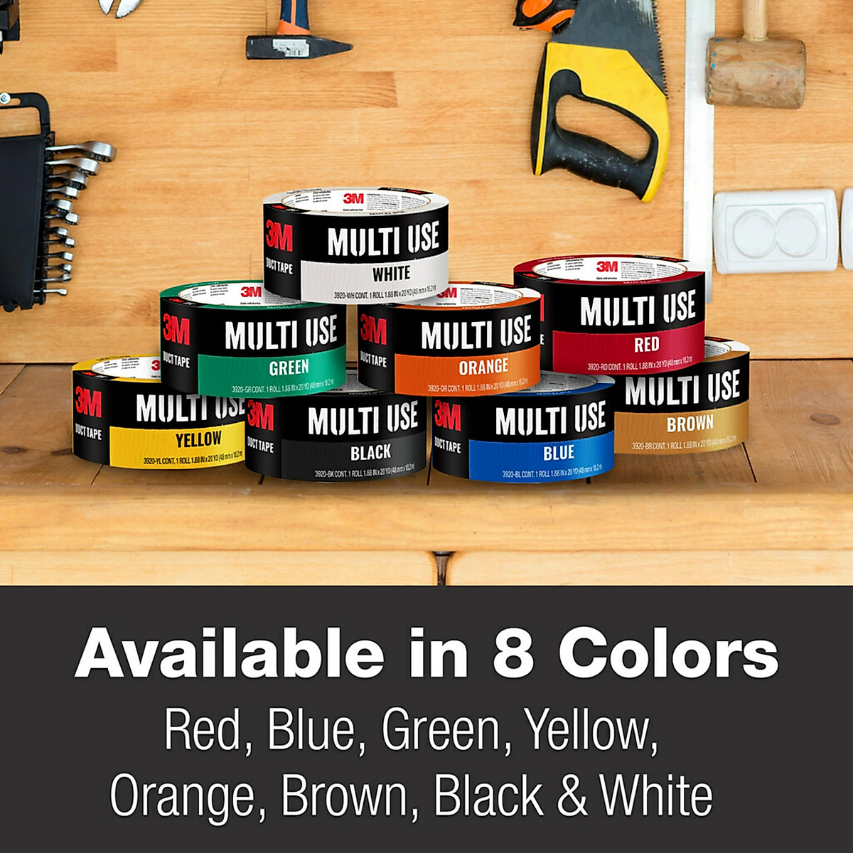 3M 3920-BK Multi Use Colored Duct Tape, 20 Yards, Black