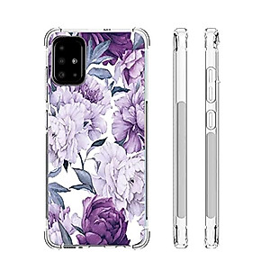 Leychan for Galaxy A51 Case, Slim Flexible TPU for Girls Women Airbag Bumper Shock Absorption Rubber Soft Silicone Case Cover Fit for Samsung Galaxy A51 (Purple Flower)