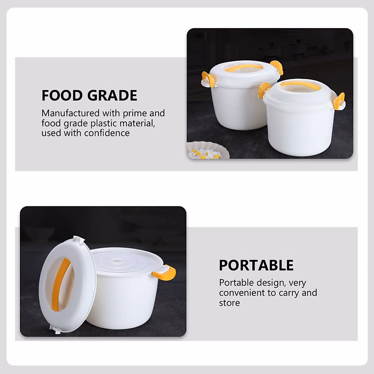 OSALADI 1L Microwave Rice Cooker Mini Rice Cooker Steamer Keep Warm Function for Soups Stews Grains Oatmeal Yellow