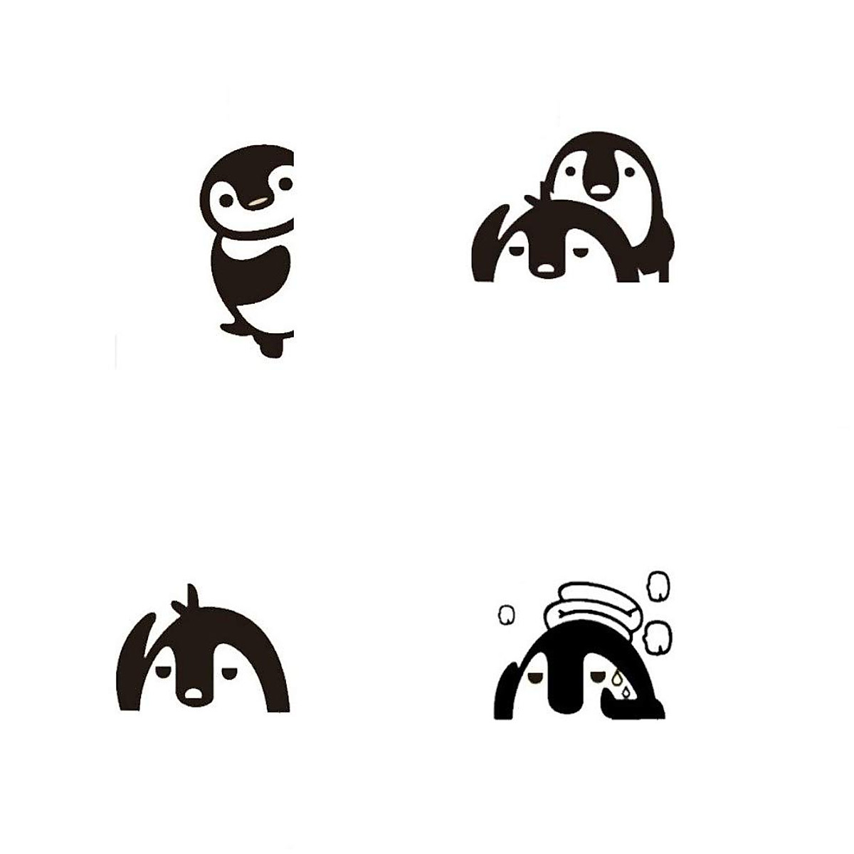 Removable Switch Stickers, 4 Cute Penguins Cartoon Wall Sticker, Light Switch Decor Decals, Family DIY Decor Art Stickers Home Decor Wall for Kids Bedroom Office Home Decoration