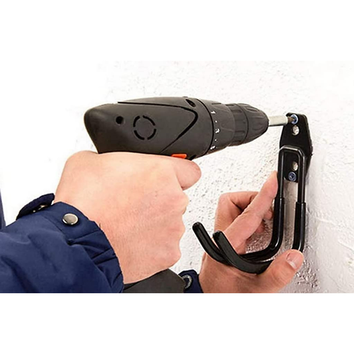 2 Pcs Wall Mount Baby Stroller Hanger, Baby Stroller Holder Wall Mount, Baby Stroller Wall Rack, Garden Power Tool Hanger Wall Hook, Steel Garage Tool Storage Organizer Utility Hooks (Small J)