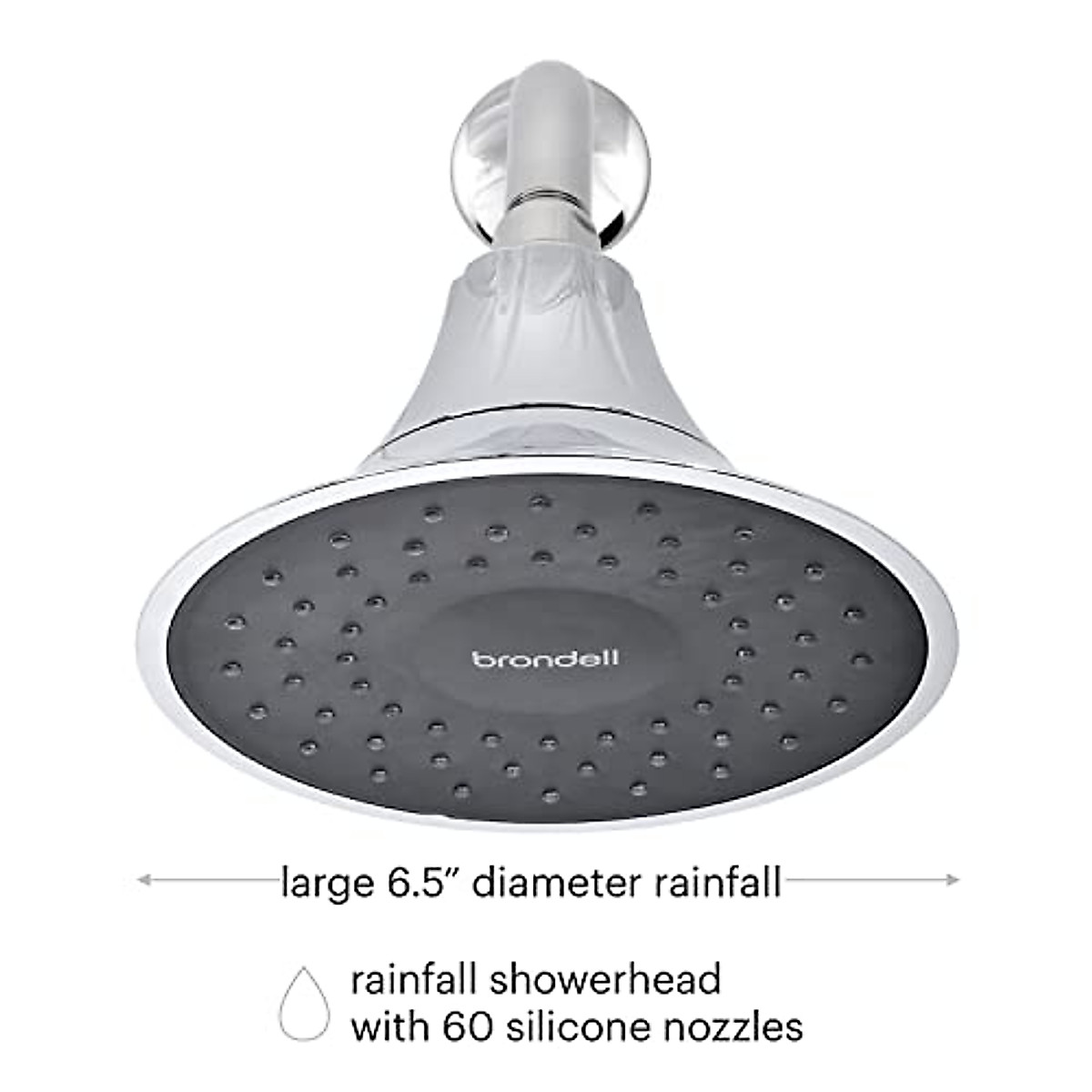 VivaSpring Filtered Shower Head FSH25-CB in Chrome Finish with Obsidian face and Wide Rain Spray | for softer skin and hair | 6 month filter FF-15 | Certified Filtration