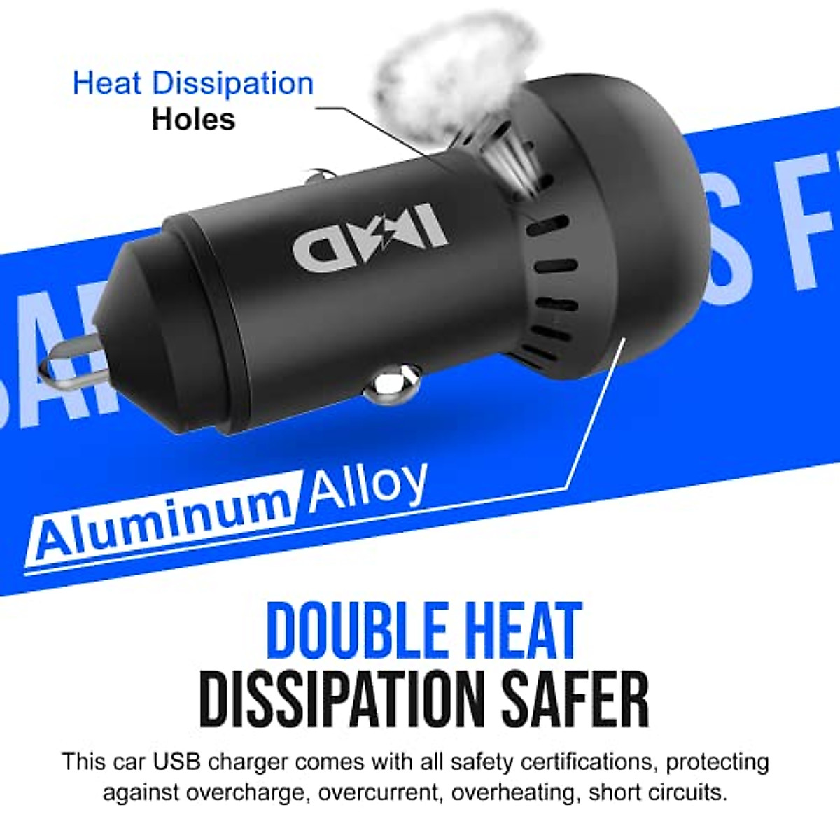 USB Type-C Car and USB Charger Car Accessories – 60W Dual Ports Type-C Cell Phone and USB Charger – Lighter USB Charger Compatible with iPhone, Samsung, Tablet – Fast Charge and Reliable Connection