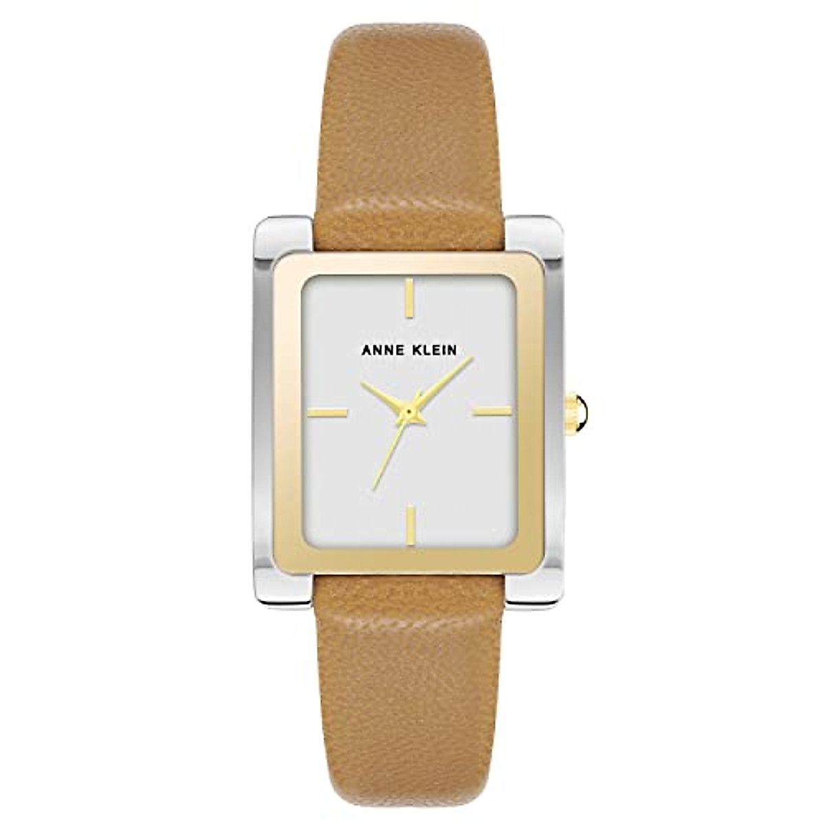 Anne Klein Women's Japanese Quartz Dress Watch with Leather Strap, Brown, 17 (Model: AK/2707TTTN)