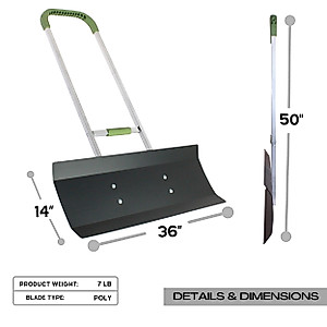Easy Doze-It 36" SnoBlade with Snow-Slinger Grip | Snow Pusher for Snow Removal | Heavy Duty Snow Plow Shovel with Lift Grip | Snow Shovel for Walk Driveway | Made in USA by Vertex | Model EX973.36