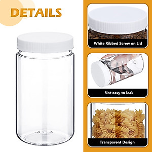 15 Pack 32 oz Plastic Jars with Lids Clear Mason Jars Large Storage Container Wide Mouth Empty Bulk for Home Food Candy Organizing Kitchen(White)