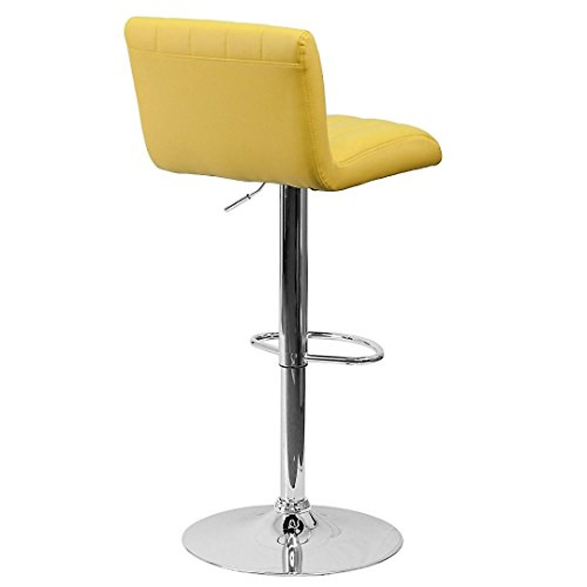 Contemporary Bar Stool Vertical Line Design Hydraulic Adjustable Height 360-Degree Swivel Seat Sturdy Steel Frame Chrome Base Dining Chair Bar Pub Stool Home Office Furniture - Set of 2 Yellow #1983