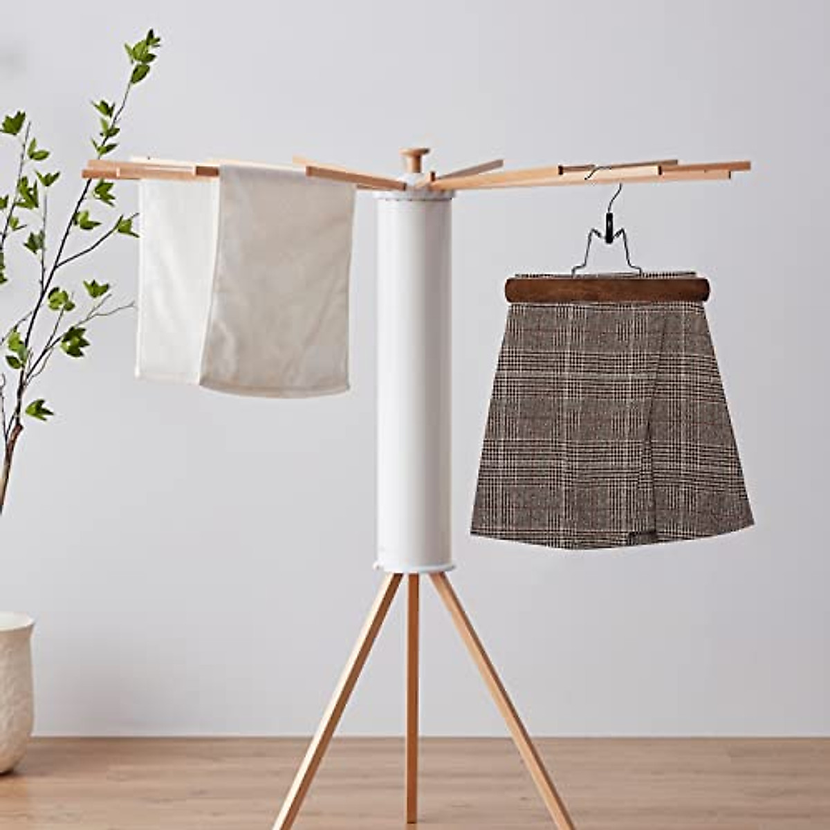 Nature Smile Wooden Pants Hangers 20 Pack Non Slip Skirt Hangers, Smooth Finish Solid Wood Clamp Hangers Hair Extension Hangers Jeans/Slack Hangers with 360° Swivel Hook (20Pcs, Retro)