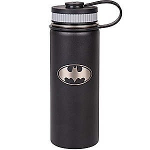 Batman Stainless Steel Travel Water Bottle, 18oz - Wide Mouth Double Walled Vacuum Insulated Thermos for Coffee & More - Gift for DC & Justice League Fans, Teens, Adults, Fathers Day