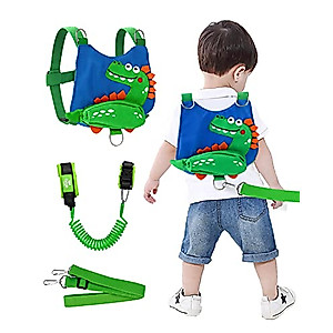 Toddler Leash for Boys and Girls , 4-in-1 Leash for Kids, Toddler Harness with Leash, Child Leash for Walking with Baby Safety Anti Lost Wrist Link (Dinosau