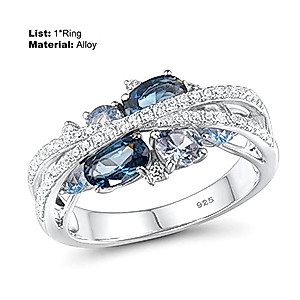 Finger Rings, Knuckle Stacking Rings,Trendy Statement Rings,Women Ring X Shape Cubic Zirconia Jewelry Vintage Bright Luster Ring,Jewelry Gifts for Women&Girl in Valentine's Day, Anniversary, Wedding-Silver US 7