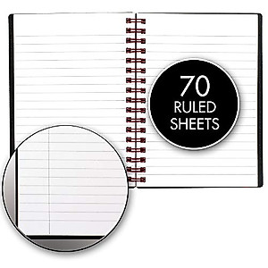 Black n' Red Twin Wire Poly Cover Notebook, 3-5/8" x 5-7/8" Sheet Size, Black/Red, 70 Ruled Sheets, Sold as 5 Pack (F67010)