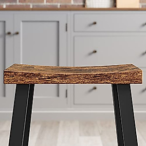 VASAGLE Bar Stools, Set of 2 Bar Chairs, Kitchen Breakfast Bar Stools with Footrest, 23.6 Inches High, Industrial in Living Room, Party Room, Rustic Brown and Black ULBC074B01