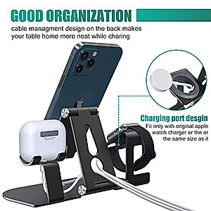 Stand for Apple Watch, [Update Foldable Stand Version] 3 in 1 Adjustable Universal Charger Stand Dock for iPhone 12 Pro Max/11/X/XS/8/ Plus, AirPods, iPad, Kindle and iWatch Series 6/5/4/3/2/1 (Black)