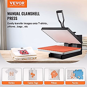 VEVOR Heat Press 16x20, 1700W Power Heat Press Machine, Fast Heating, High Pressure Heat Press Machine for T-Shirt, Digital Industrial Sublimation Printer for Heat Transfer Vinyl, Easy to Use, Black
