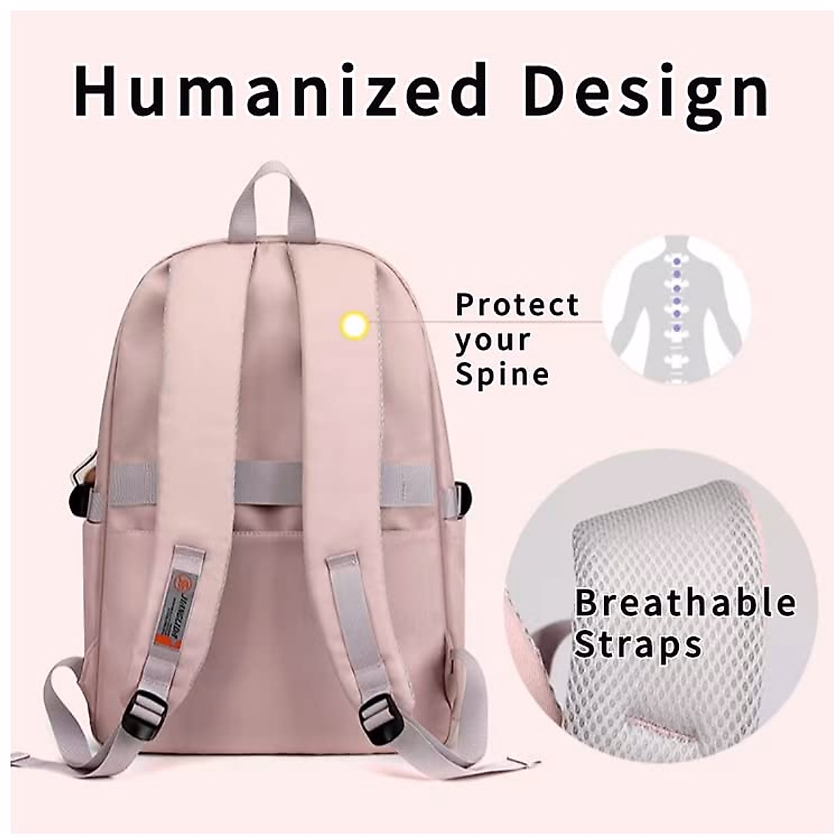 AONUOWE Aesthetic Cute Back to School Backpack for Girls and Boys Large Capacity School Bag in 6 Colors (Pink)