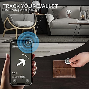 Swallowmall AirTag Wallet Men RFID Blocking Genuine Leather Bifold Mens Wallet For AirTag 1 ID Window 15 Card Holders with Box (Airtag Not included)