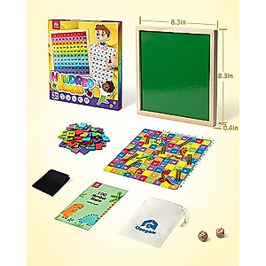 Coogam Wooden Math Hundred Board 1-100 Numbers Learning Educational Toys Colorful Montessori Counting Board Game for Preschool 3 4 5 Year Old Boys Girls