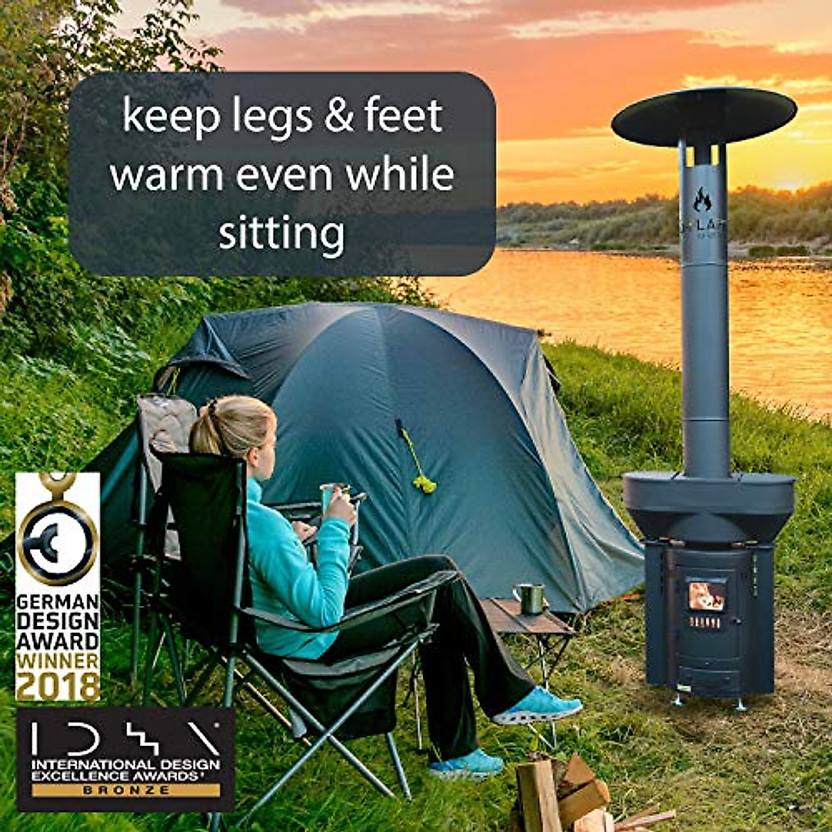 Q-Stoves Outdoor Wood Pellet Patio Heater Q-Flame Q05C, Eco-Friendly Heater, for Patio, Camping and Going Off-Grid (Stove)