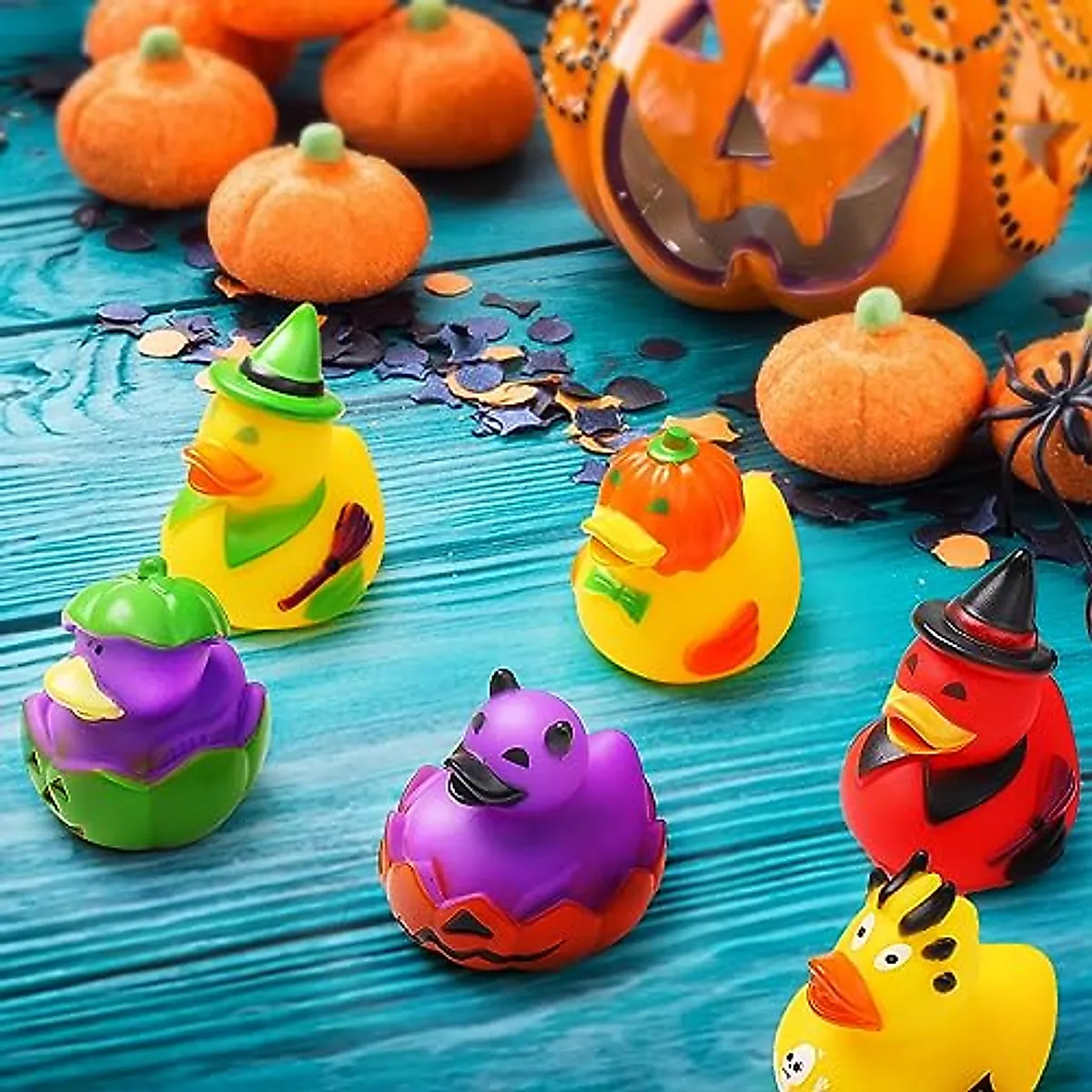 SCIONE 24 Pack Halloween Rubber Ducks Party Favors - 2 Inch Halloween Themed Decor Trick or Treat Supplies Goodie Bag Fillers Baby Showers Bath Toys for toddler Kids