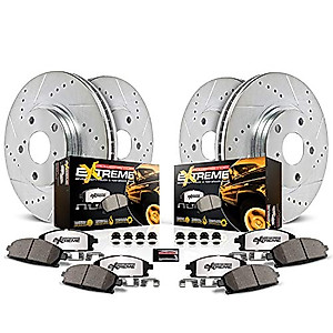 Power Stop K2070-36 Front and Rear Z36 Truck & Tow Brake Kit, Carbon Fiber Ceramic Brake Pads and Drilled/Slotted Brake Rotors