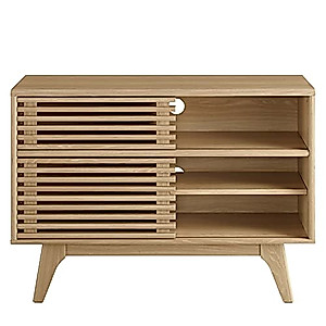 Modway Render Mid-Century Modern Two-Tier Display Stand in Oak