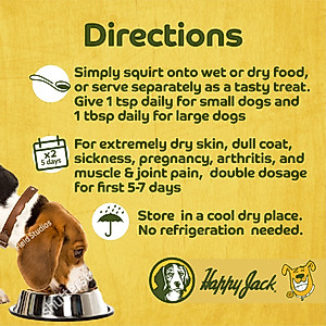 Happy Jack Cod Liver Fish Oil for Dogs Skin and Coat Supplement, Brain, Eyes, Bones, Hip, Joint, Heart & Immune System Health, Energy Booster (16 oz), Omega 3 with EPA & DHA, Vitamin A & D