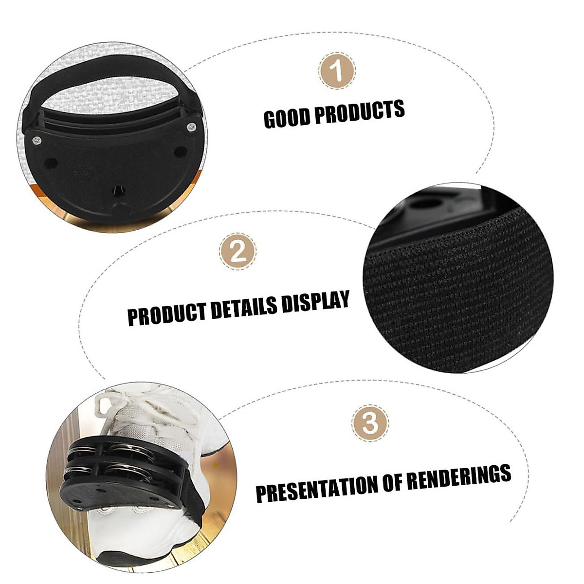 MILISTEN Foot Tambourine with Steel Jingles Cajon Box Drum Companion Accessory Foot Shaker Teaching Toys for Hand Percussion Instruments Black