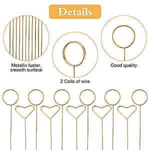 Andibro Metal Floral Place Card Holder, 40 Pcs 11.8 Inch Golden Round Heart Shape Flower Picks Clips Picture Holders Photo Clip for Flower Arrangement Bouquet Wedding Decor