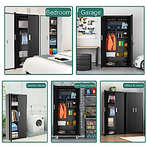 TOPKEY Metal Storage Locker Cabinet for Home Office and Garage with Adjustable Shelves and Lockable Door