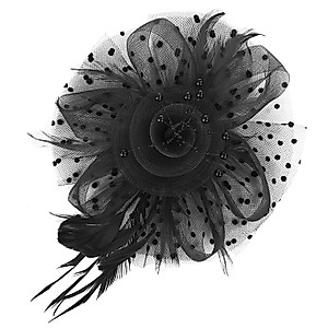 Century Star Kentucky Derby Hats for Women 2023 Fascinator Tea Party Hats Flower Mesh Ribbons Feathers Flapper Headband Hair Clips Black One Size