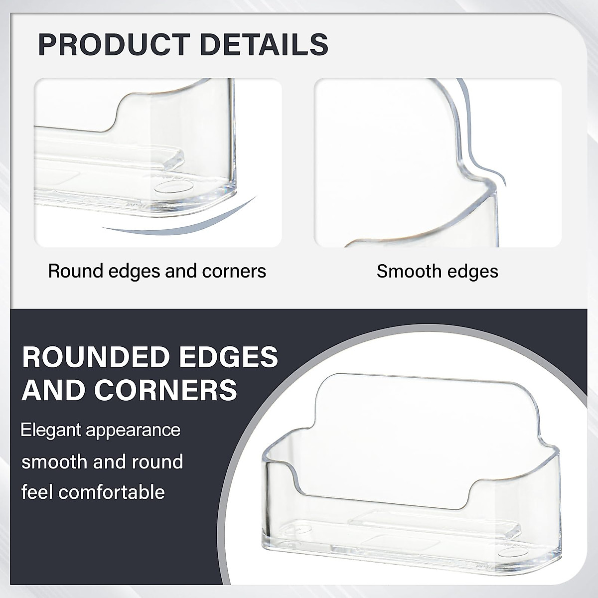 DMFLY Business Card Holder for Desk - 4 Pack Acrylic Business Card Holder Display Plastic Business Card Stand Desktop Business Card Holders for Exhibition, Home & Office, Fits 30-50 Business Cards