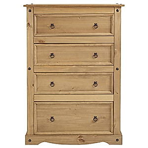 Furniture Dash Freestanding Storage Cabinet with 4 Drawers Corona, Wooden Side Storage Cabinet, Nightstand Sideboard Buffet, Ideal for for Living Room, Entryway, Office, Kitchen, Hallway -Brown