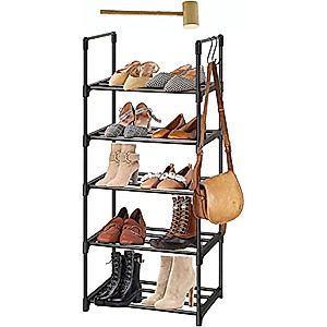 5 Tier Metal Small Shoe Rack for Closet Organizer,17.7"L*12"W*34.6"H Corner Shoe Shelf for Entryway Free Standing Shoe Racks for Bedroom Closet Shoe Stand Vertical Shoe Rack Organizer for Small Spaces