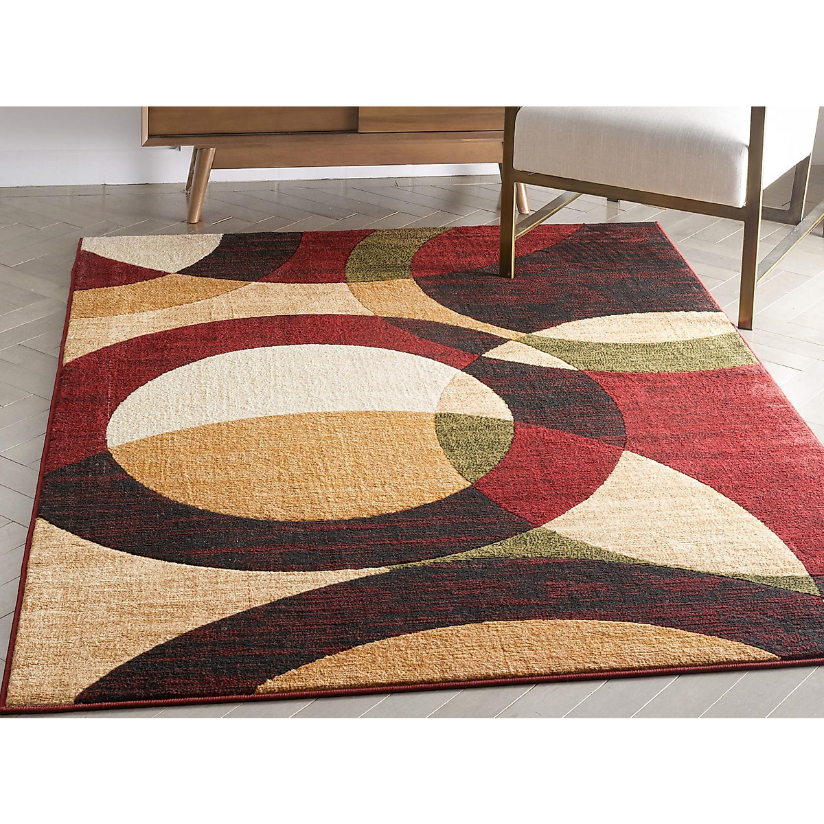 Well Woven Dulcet Bingo Red Modern Geometric Area Rug (3'11" x 5'3")