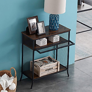 VECELO End Table Bedroom,Retro Brown, 24.7" Nightstand