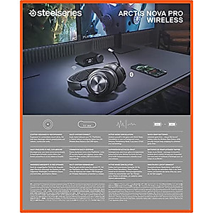 SteelSeries Arctis Nova Pro Wireless Multi-System Gaming Headset - Premium Hi-Fi Drivers - Active Noise Cancellation - Infinity Power System - Stealth Retractable Mic - PC, PS5/PS4, Switch, Mobile